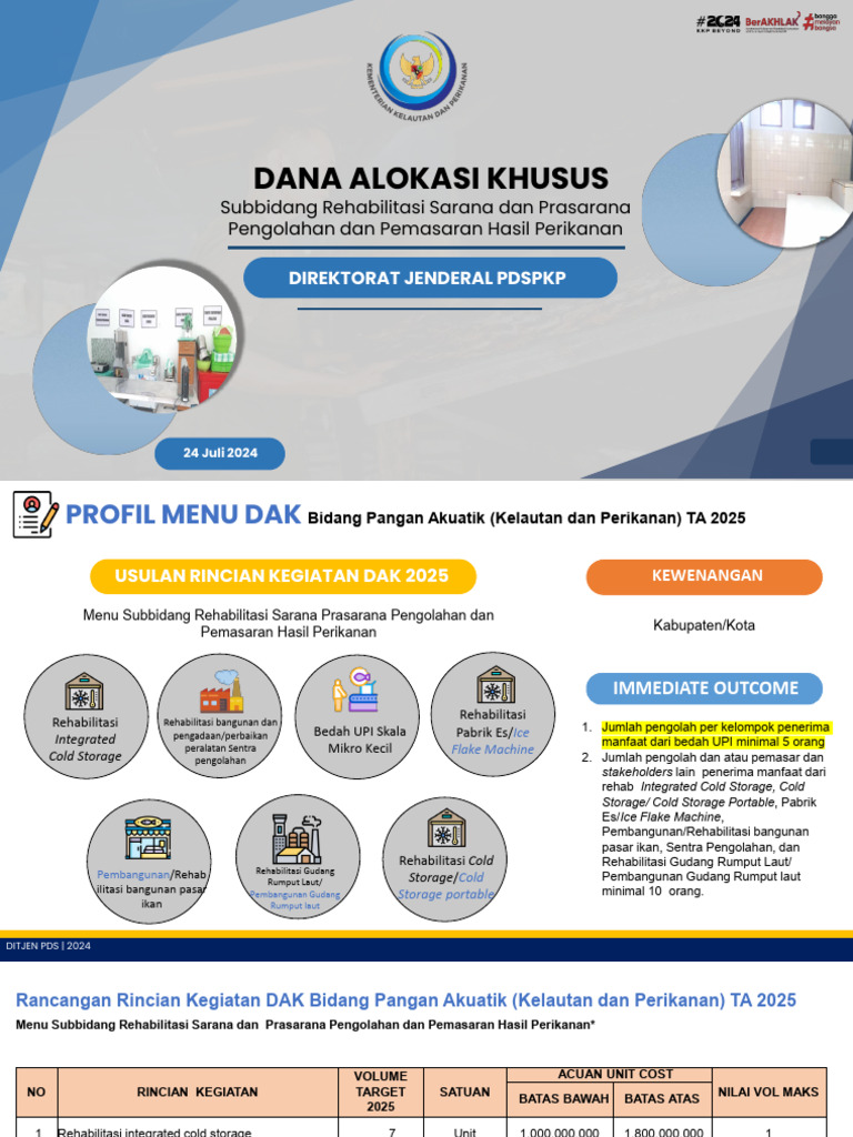 2024.07.24 Bahan DAK Ditjen PDS - 2025 | PDF