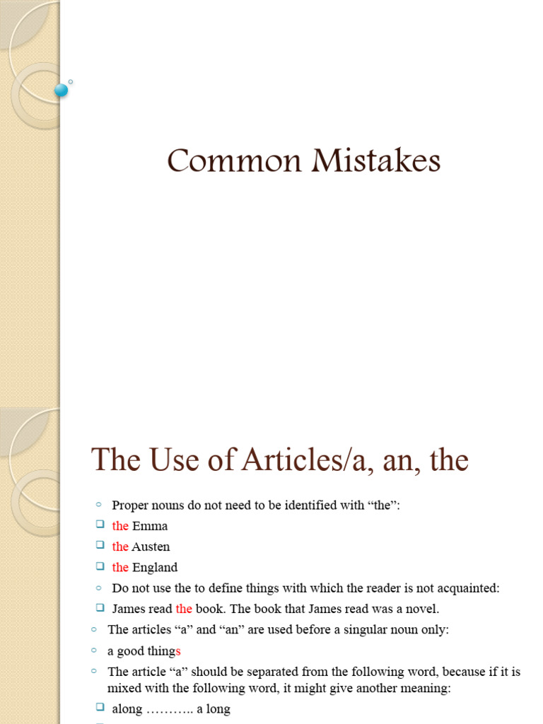 Common Mistakes | PDF | Emma (Novel) | Plural