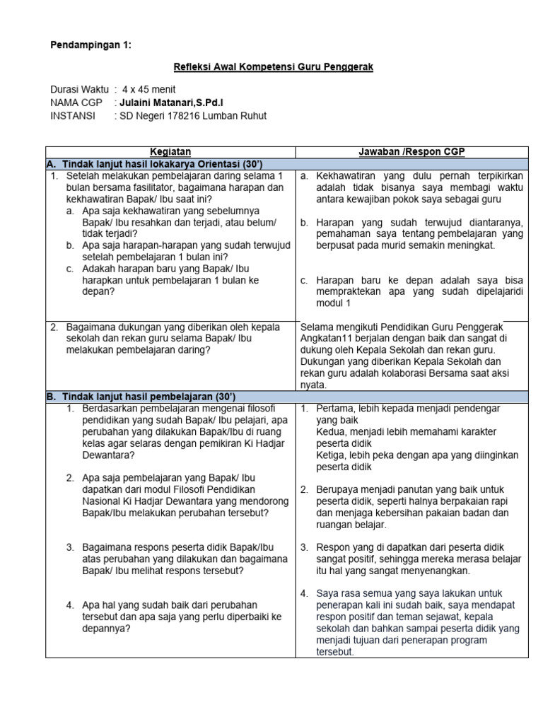 WAWANCARA PI-1 Julaini Matanari | PDF
