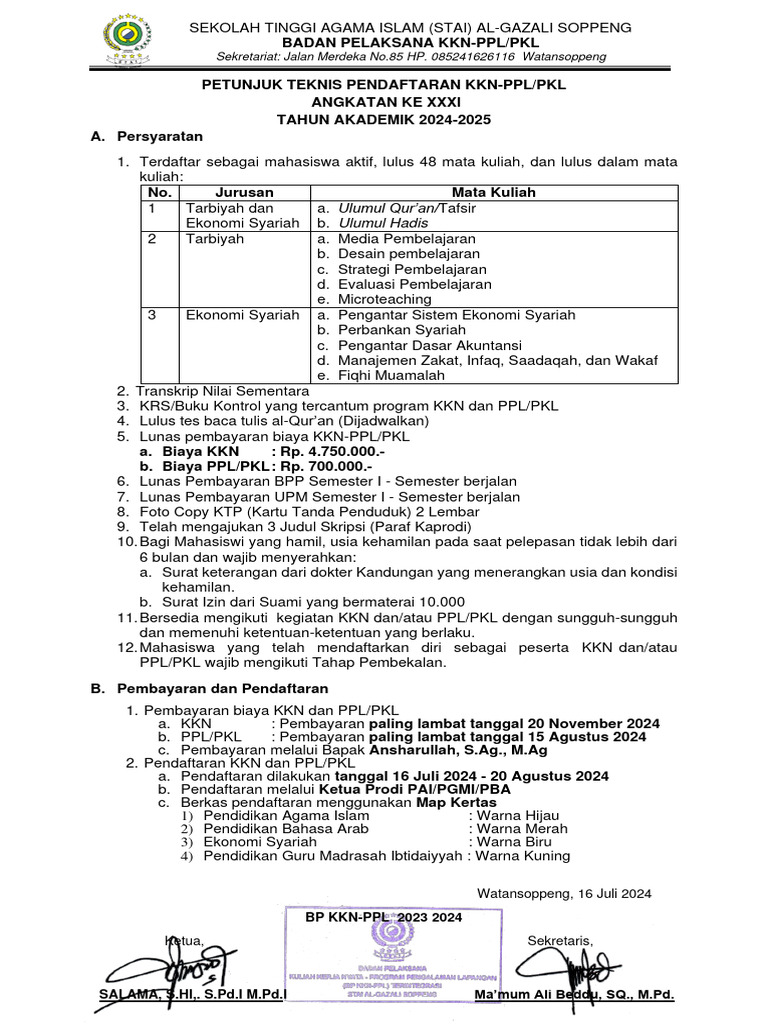 Juknis Pendaftaran KKN PPL PKL 2024 2025 | PDF | Karier & Perkembangan