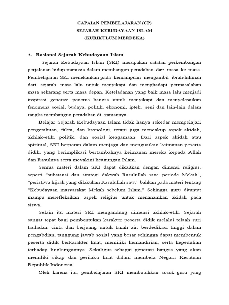 Capaian Pembelajaran (Cp) Ski | PDF