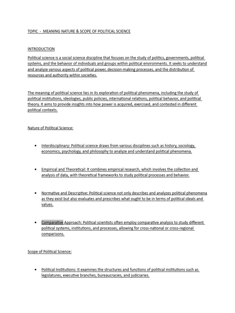 64aad71f041a1 Topic Meaning Nature Scope of Political Science Detailed ...