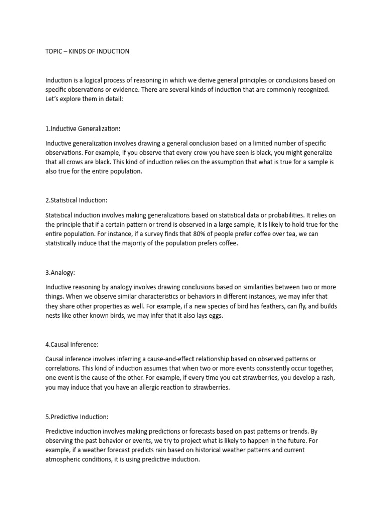 64aeb0e43ed54 Kinds of Induction in Detailed | PDF | Inductive Reasoning | Inference