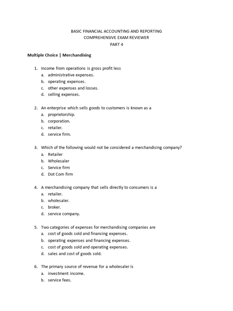 Bfar Comprehensive Exam Reviewer 4 | PDF | Debits And Credits | Cost Of Goods Sold