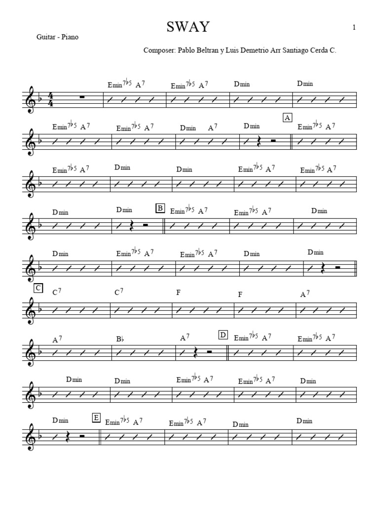 Sway Guitarra - Piano - Guitar | PDF