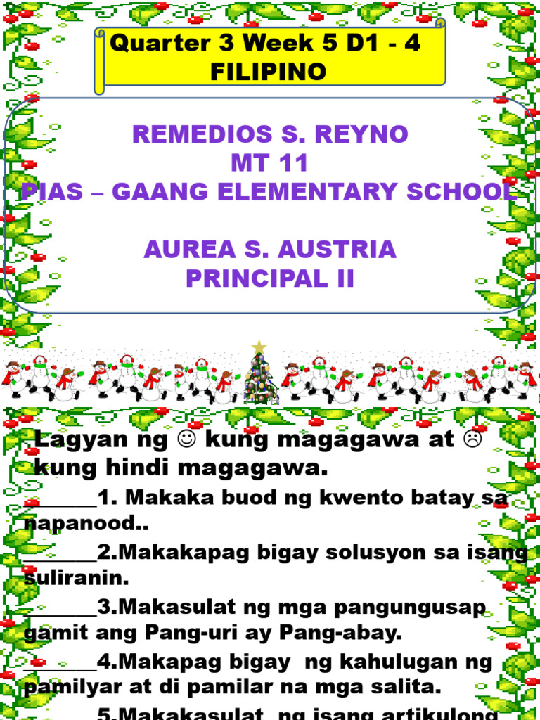 Grade 6 PPT Filipino Q3 W5 | PDF