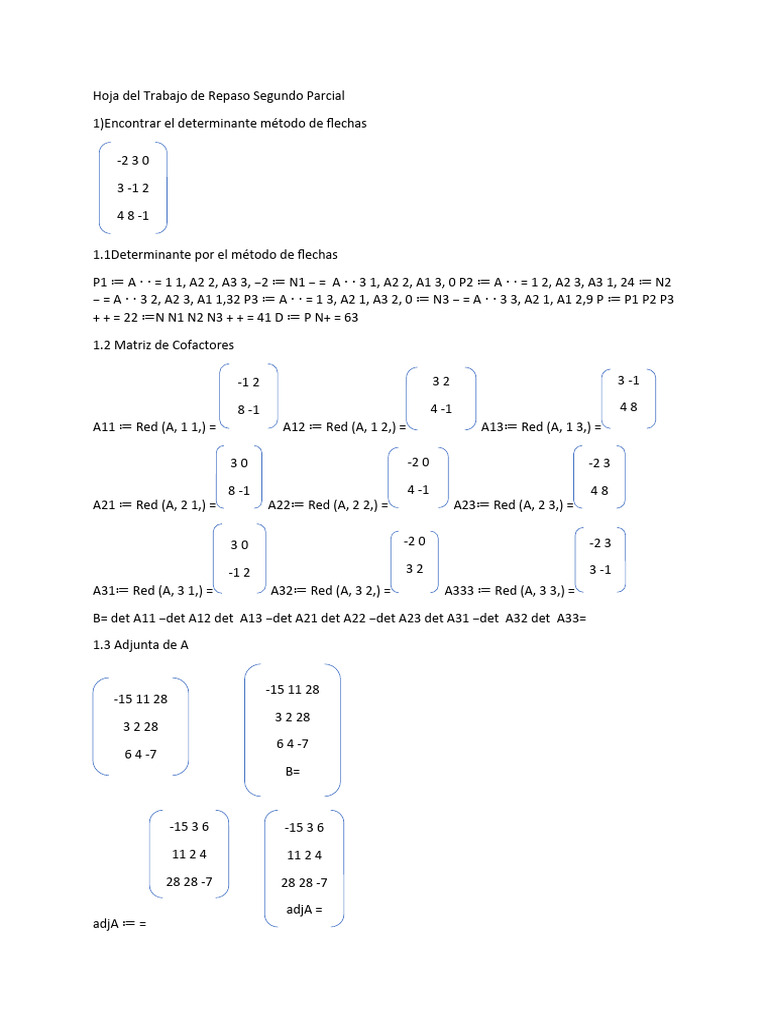 Hoja Del Trabajo de Repaso Segundo Parcial ALGEBRA LINEAL | PDF | Álgebra lineal | Análisis ...