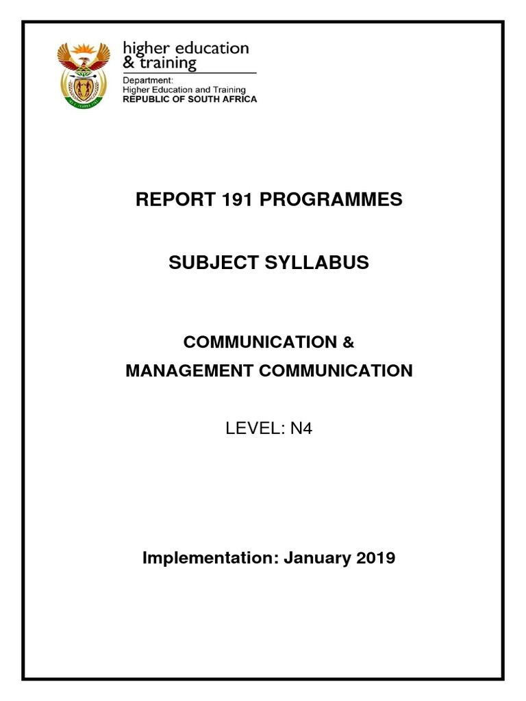 Syllabus For Management Communication - Communication N4 (Revised ...