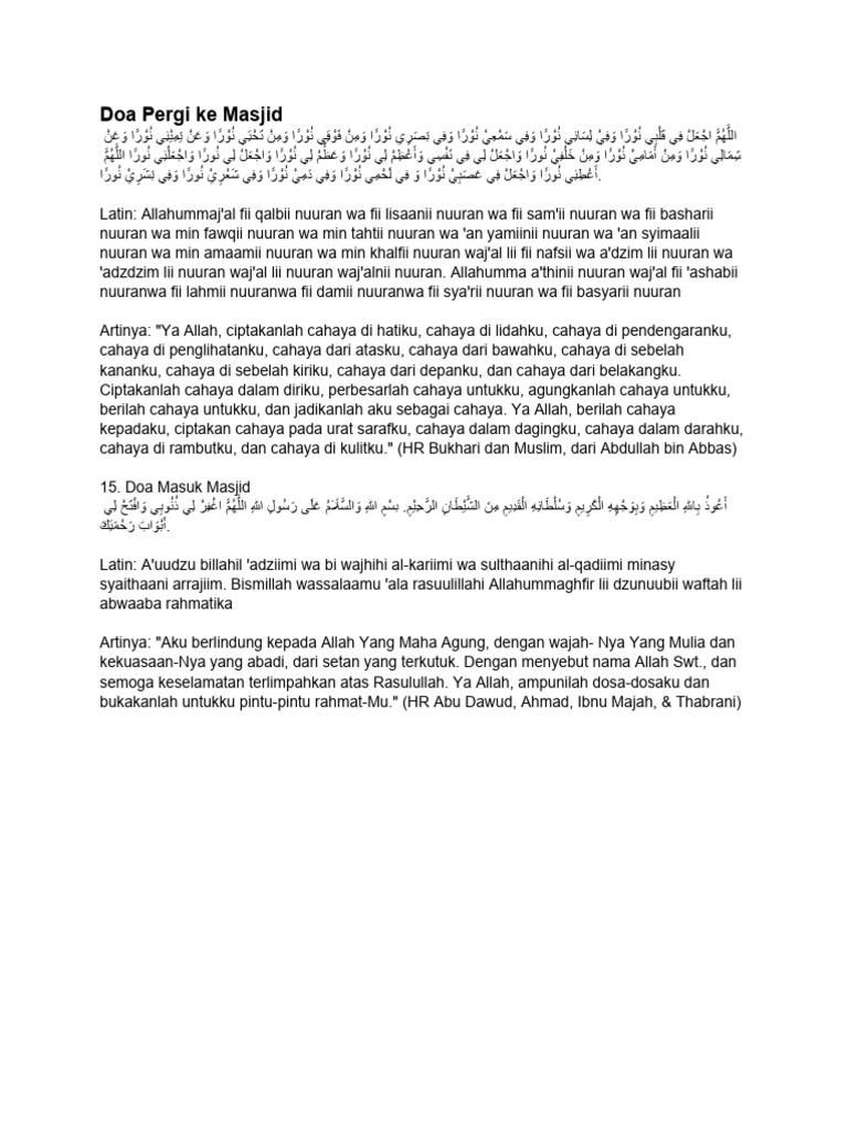 Doa Pergi Ke Masjid | PDF