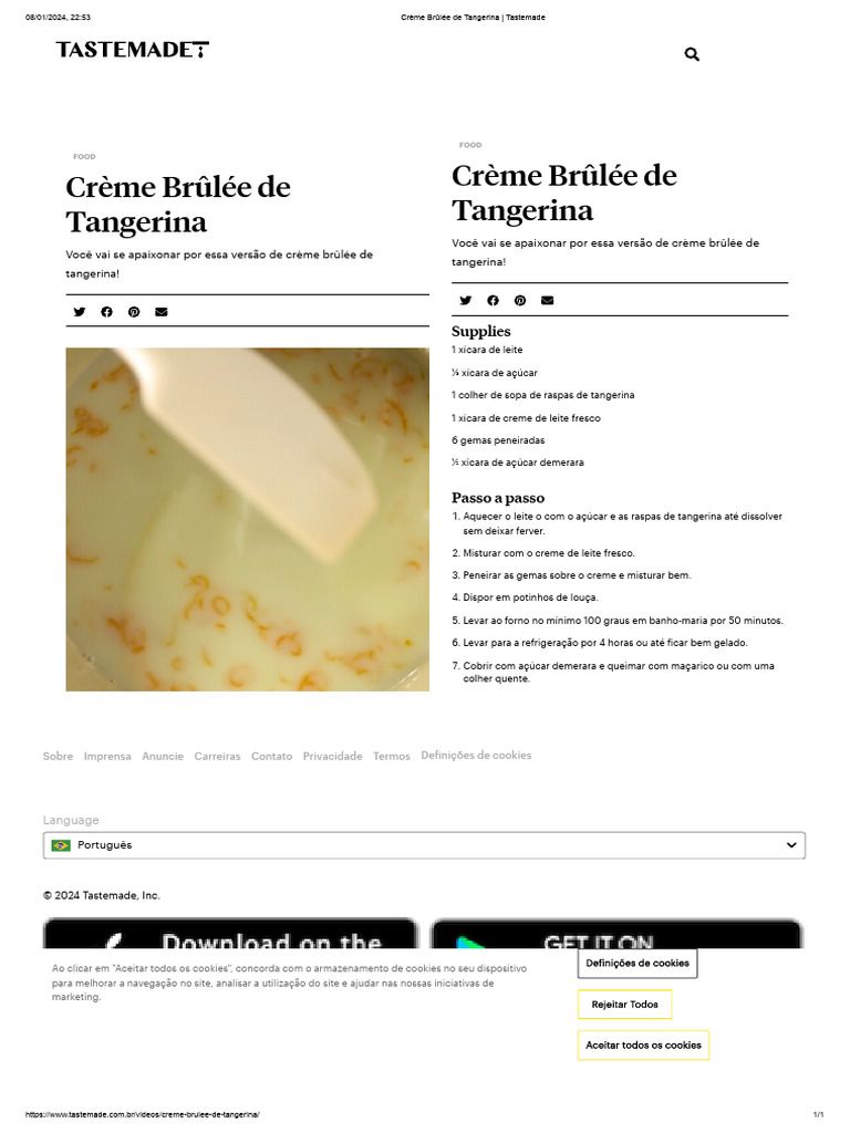 Crème Brûlée de Tangerina - Tastemade | PDF | Creme (gastronomia ...