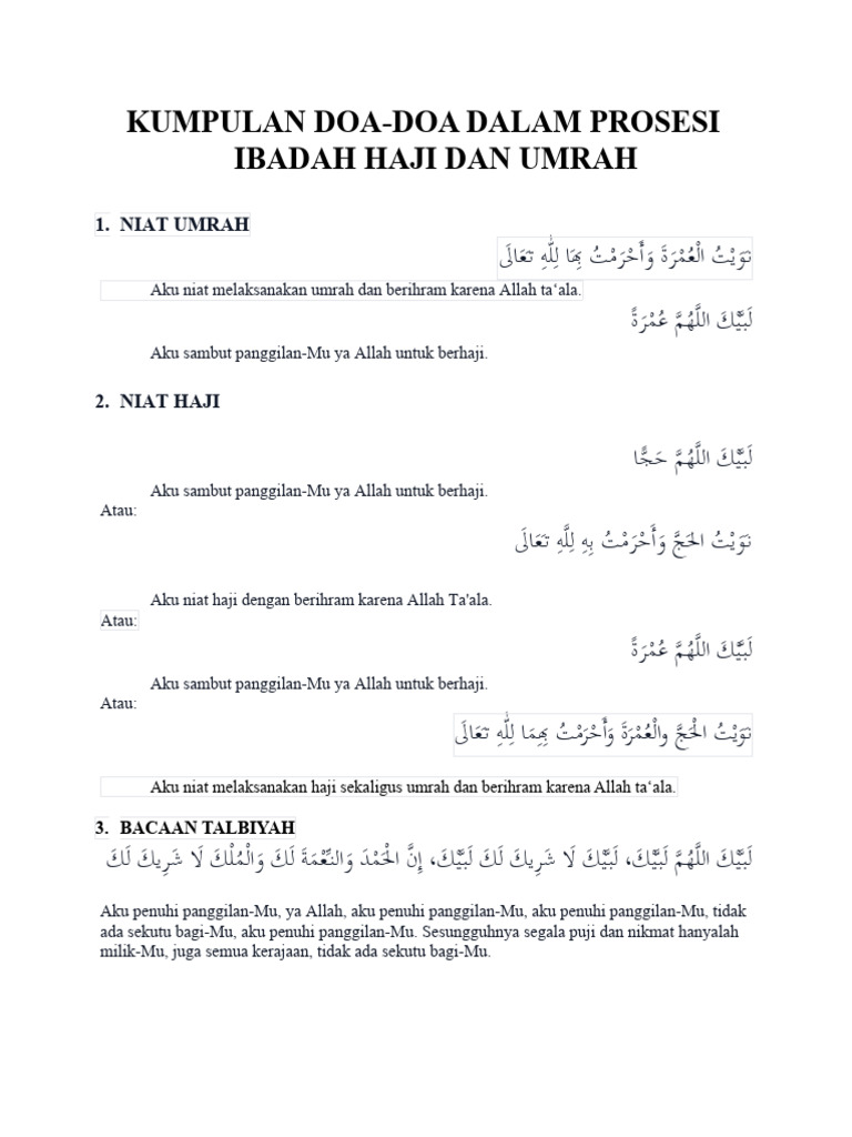 Doa Doa Haji Umrah (Unida) | PDF | Agama & Spiritualitas