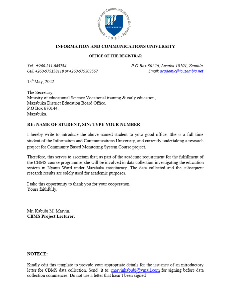 Student Research Introduction Letter | PDF | Career & Growth