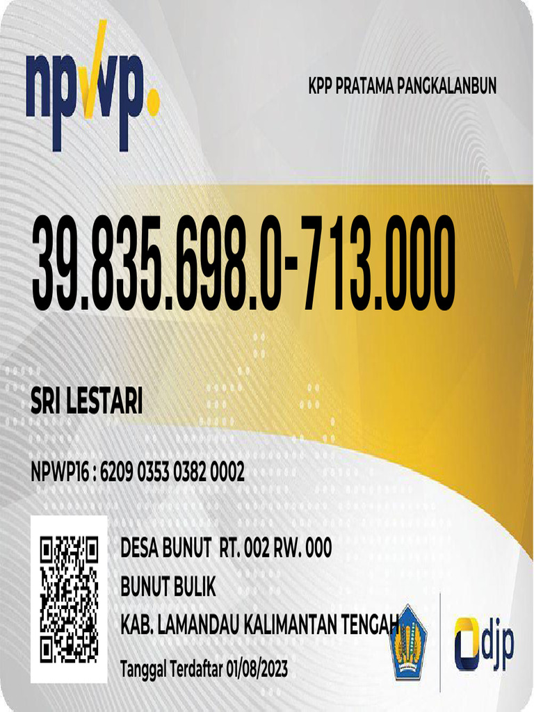 Contoh NPWP Edit | PDF