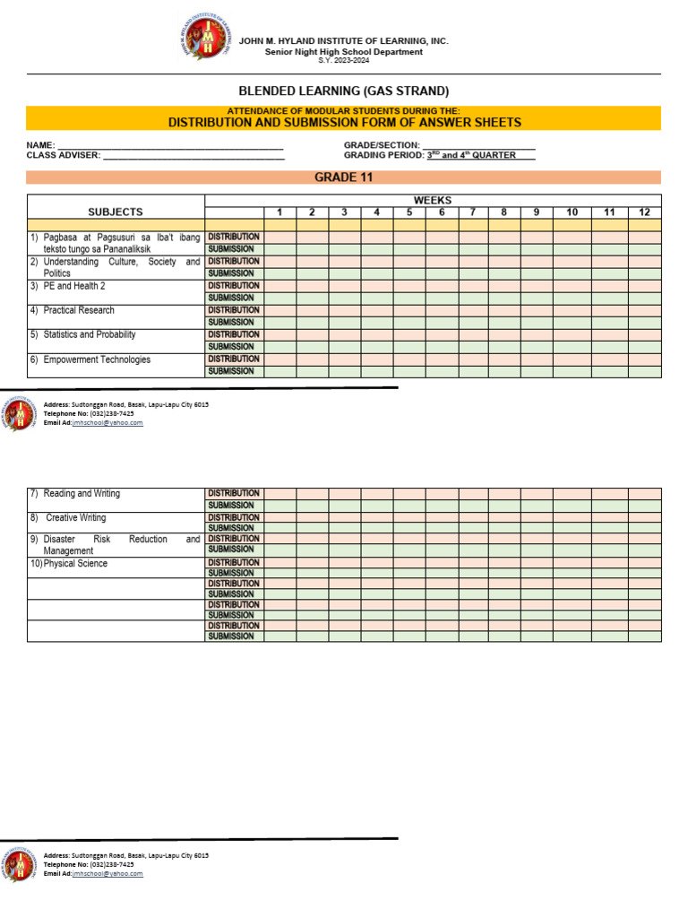 Attendance Form for Modular Students | PDF | Science