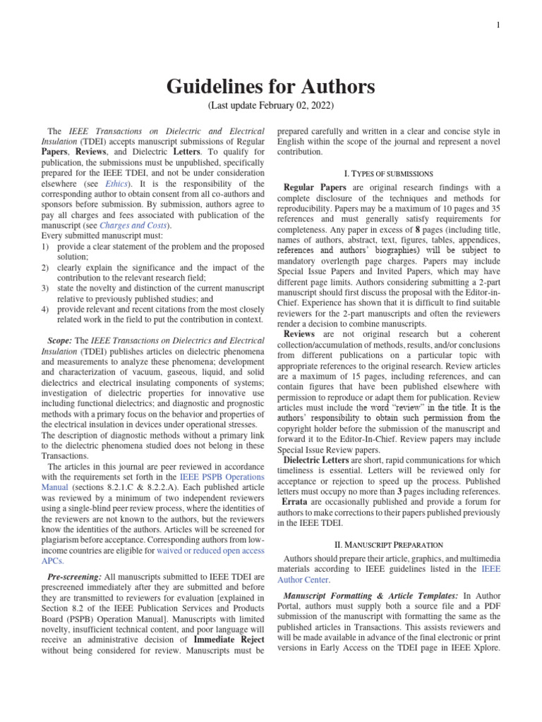 TDEI Guidelines For Authors 2022 | PDF | Open Access | Editing