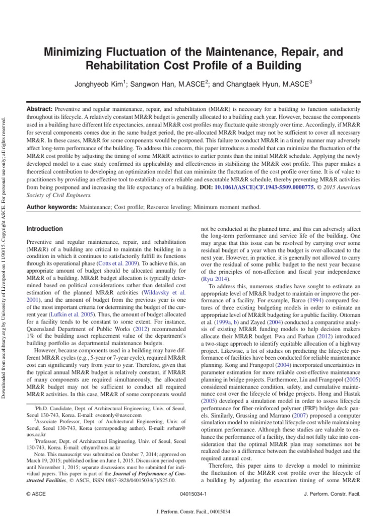 Minimizing Fluctuation of The Maintenance, Repair, and Rehabilitation ...