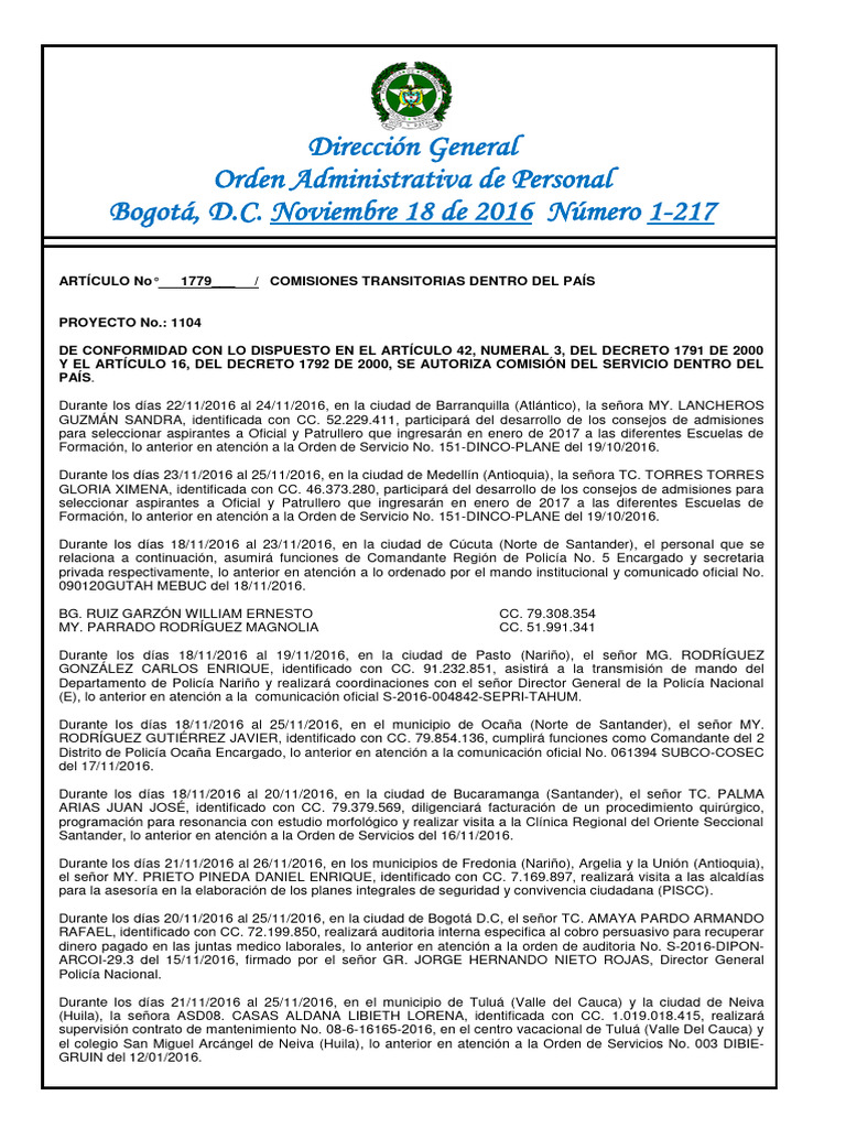 Oap 1-217 | PDF | Cumplimiento de la ley | Crimen y violencia
