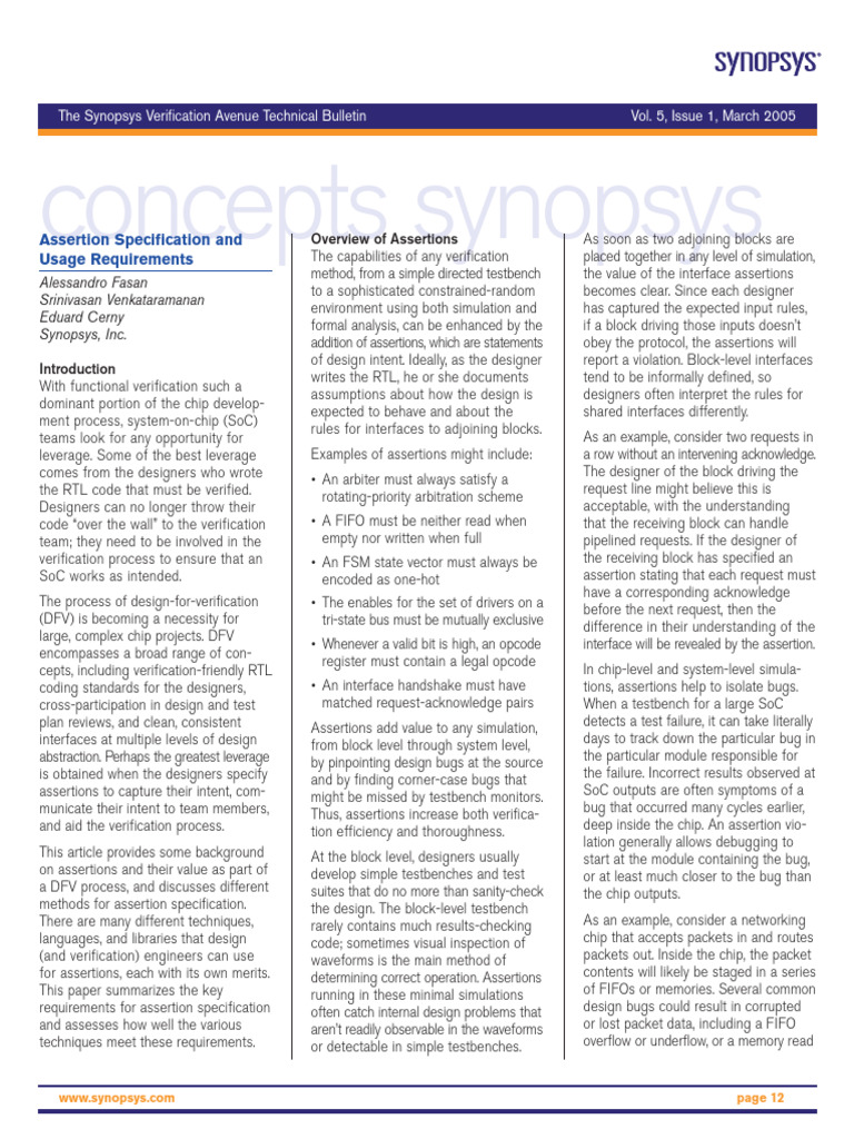 Assertion Specification and Usage Requirement | PDF | Formal Verification | Vhdl