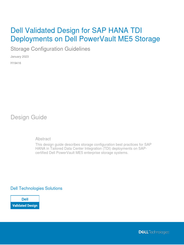 Dell Validated Design For SAP HANA TDI Deployments On PowerVault ME5 | PDF | Solid State Drive ...