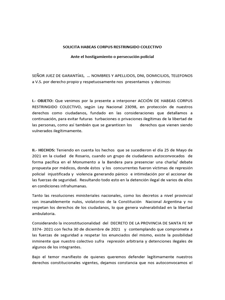 Habeas Corpus Colectivo en Rosario | PDF | Habeas corpus | Justicia