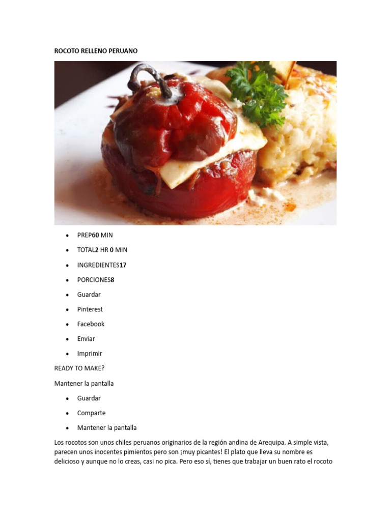 Rocoto Relleno Peruano | PDF | Cocinando | Cocina occidental