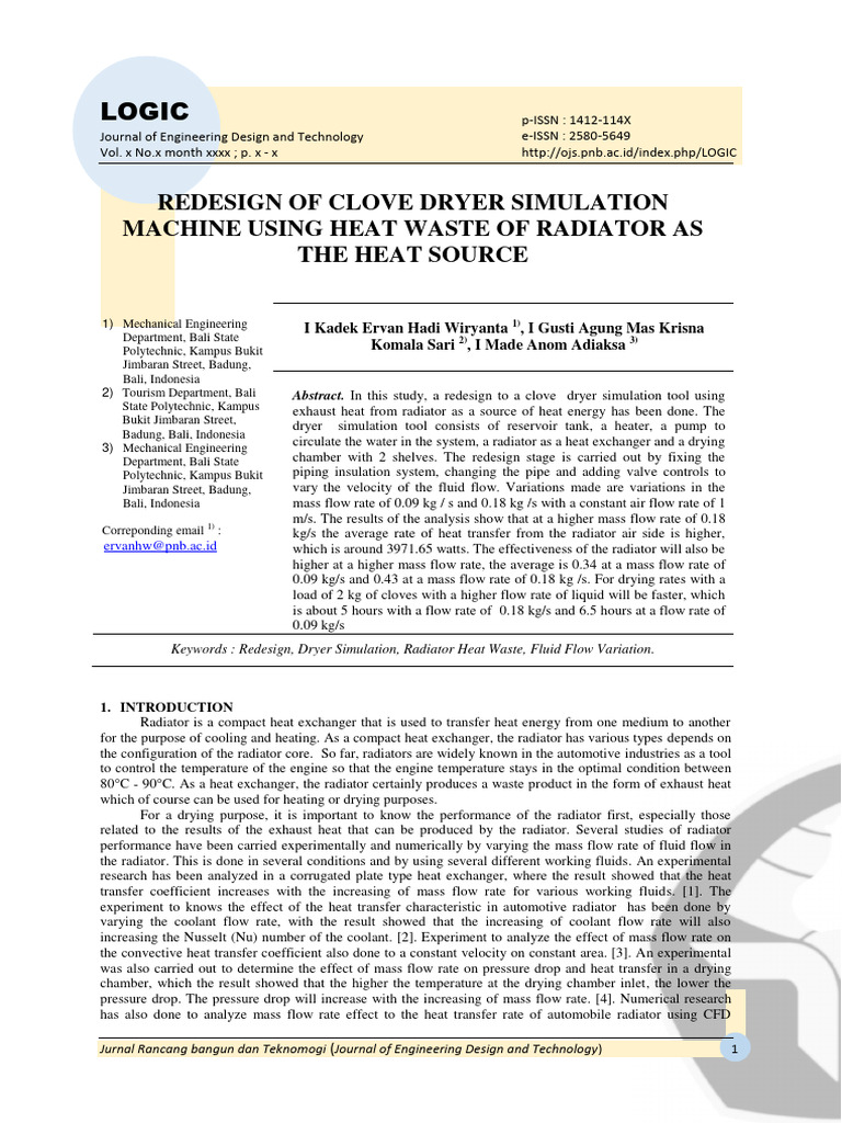 Engineering Clove Dryer Redesign | PDF | Radiator | Heat Transfer