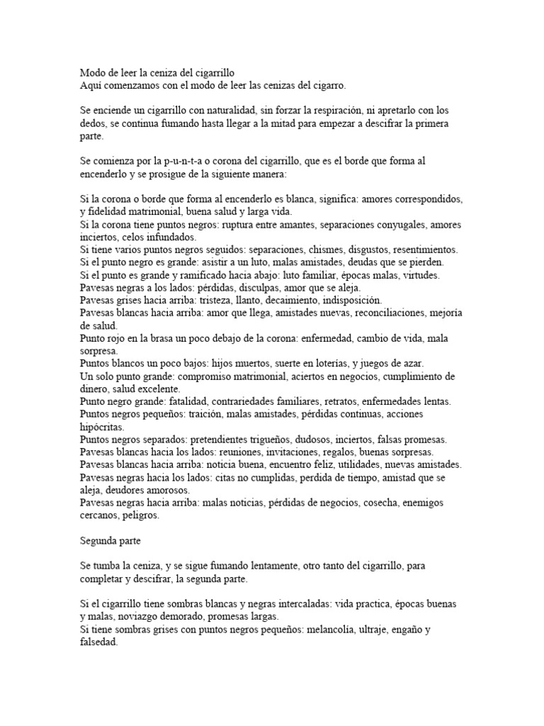 Toaz - Info Modo de Leer La Ceniza Del Cigarrillo PR | PDF
