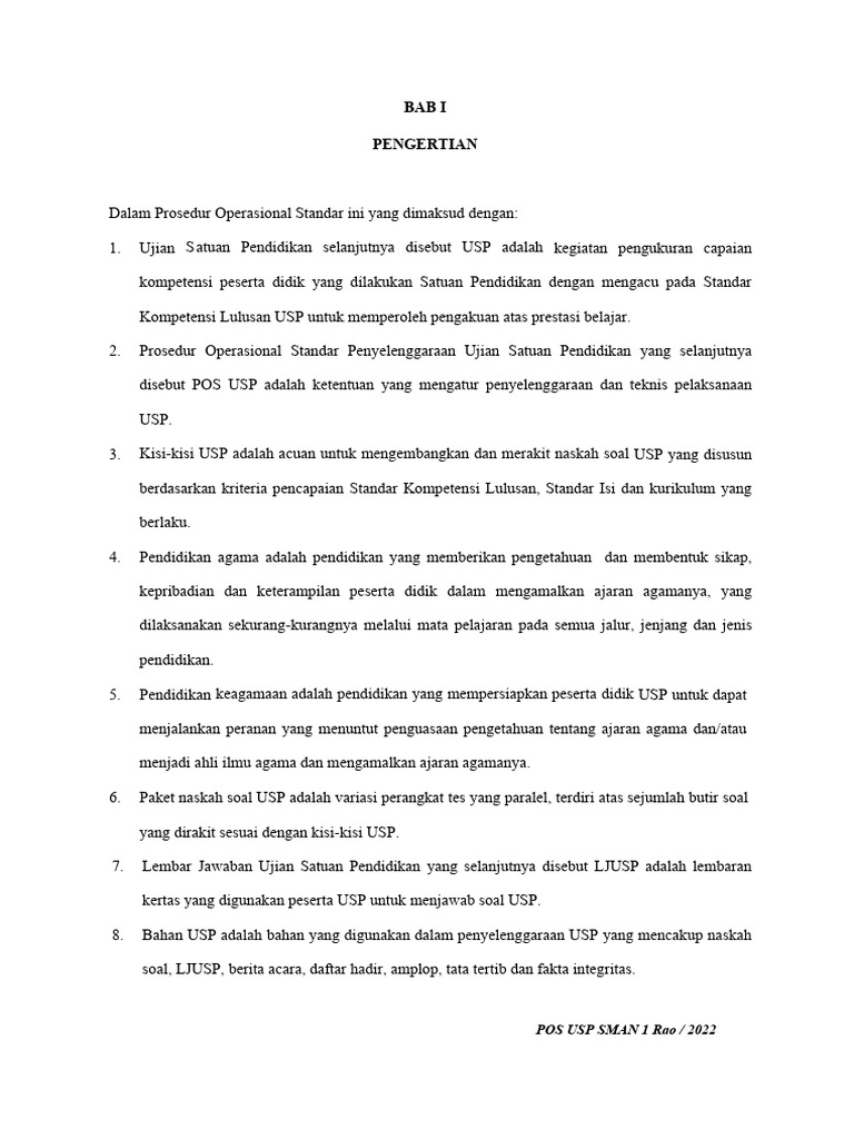 Pos Usp Sman 1 Rao 2022 | PDF