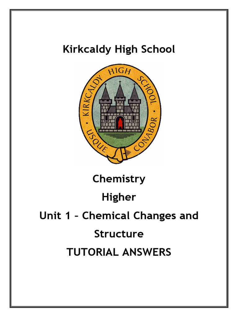 H Unit 1 Chemical Changes and Structure Answers | PDF | Chemical ...