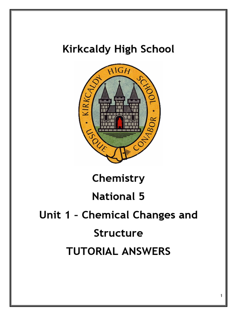 N5 Unit 1 Chemical Changes and Structure Answers 1 | PDF | Proton | Ion