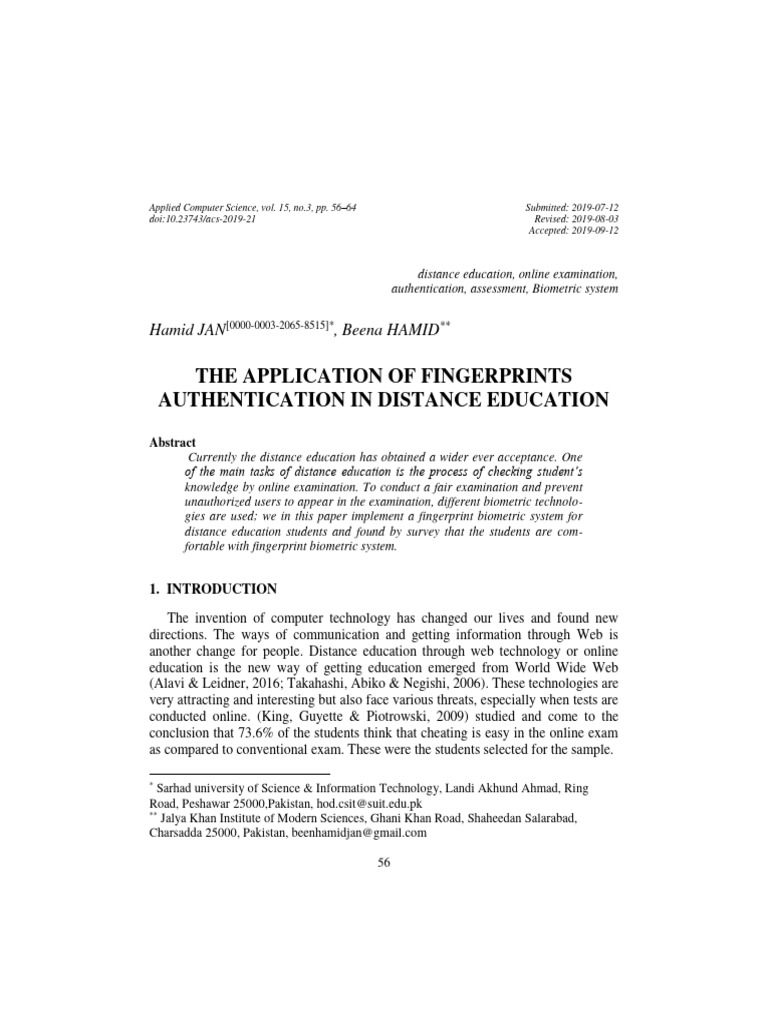 The Application of Fingerprints Aut | PDF | Biometrics | Fingerprint