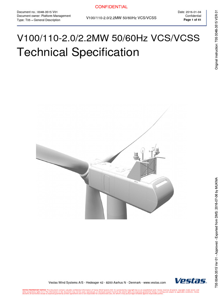 Technical Specification 0048-3515 V01 | PDF | Turbine | Wind Turbine