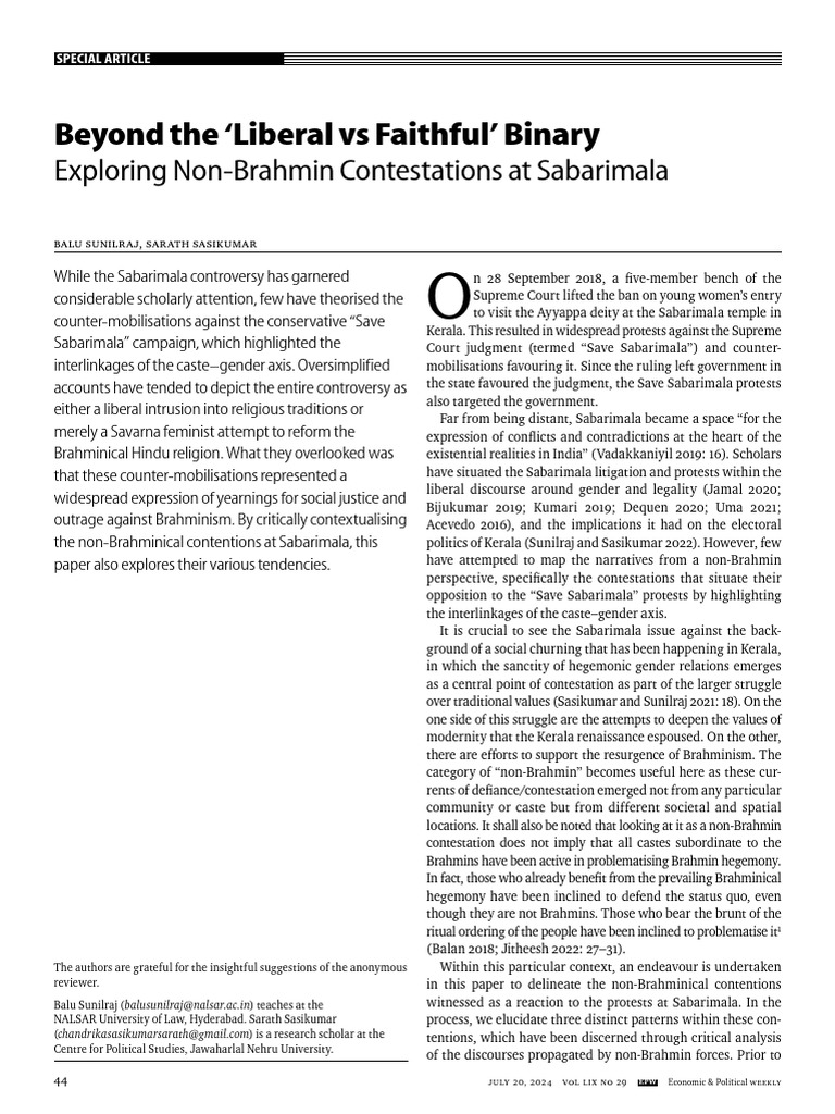 Beyond The Liberal Vs Faithful' Binary-Exploring Non-Brahmin ...