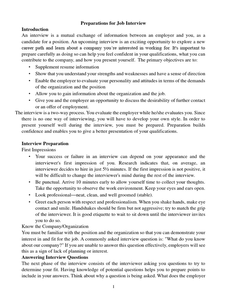 Job Interview Preparation Guide | PDF | Job Interview | Question