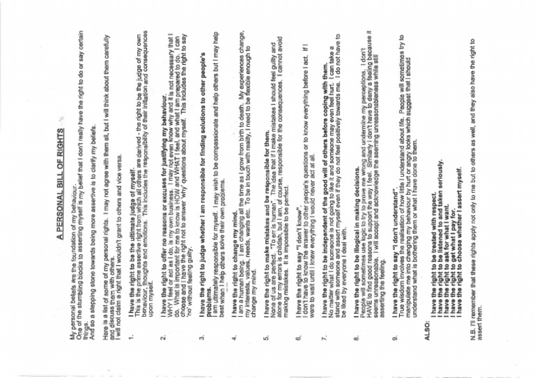 A Personal Bill of Rights | PDF