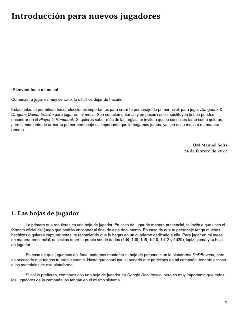 Introducción para Nuevos Jugadores | PDF | Relámpago