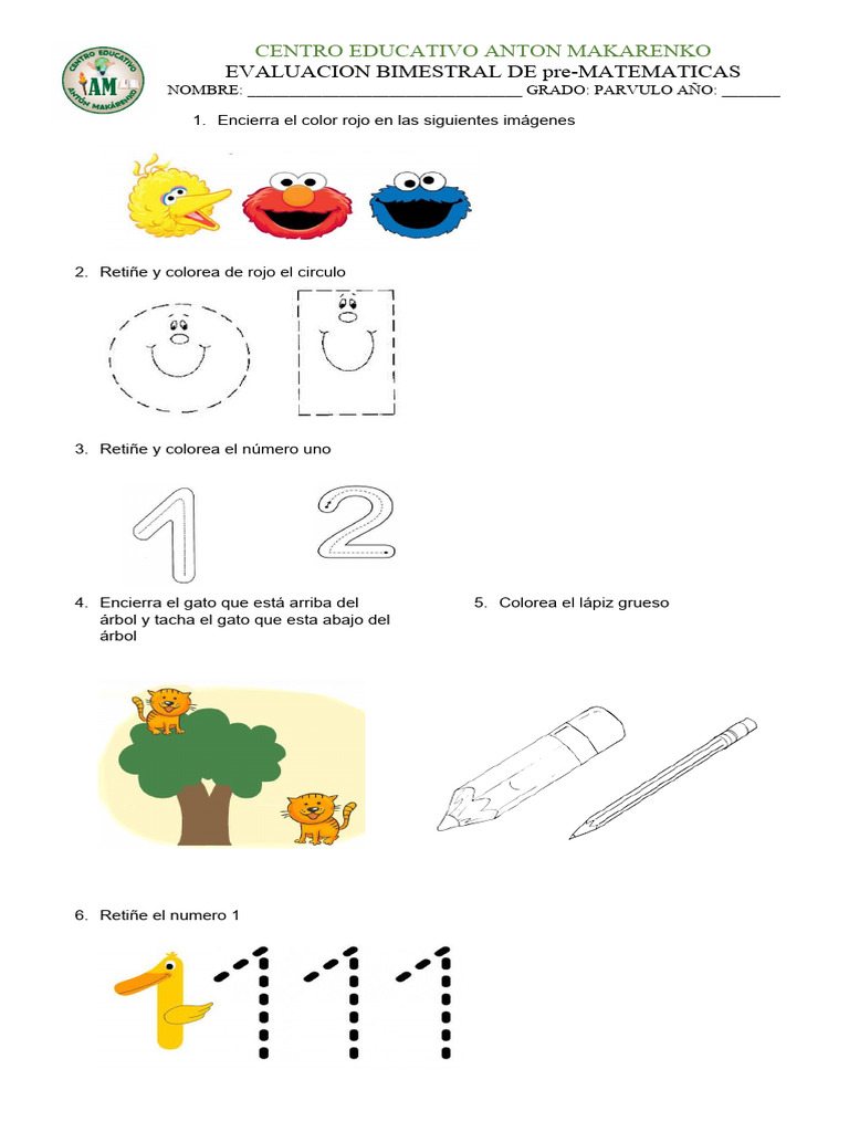 Evaluacion Parvulo I Periodo | PDF