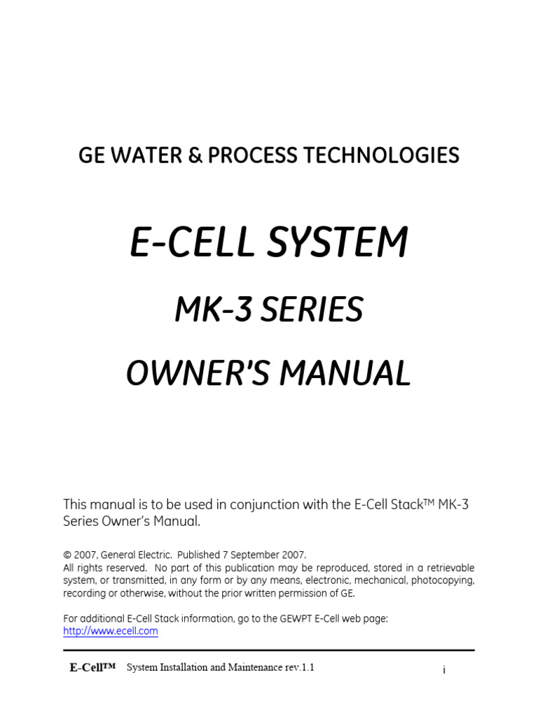 E-Cell MK-3 System Installation & Maintenance Manual | PDF | Electrical ...