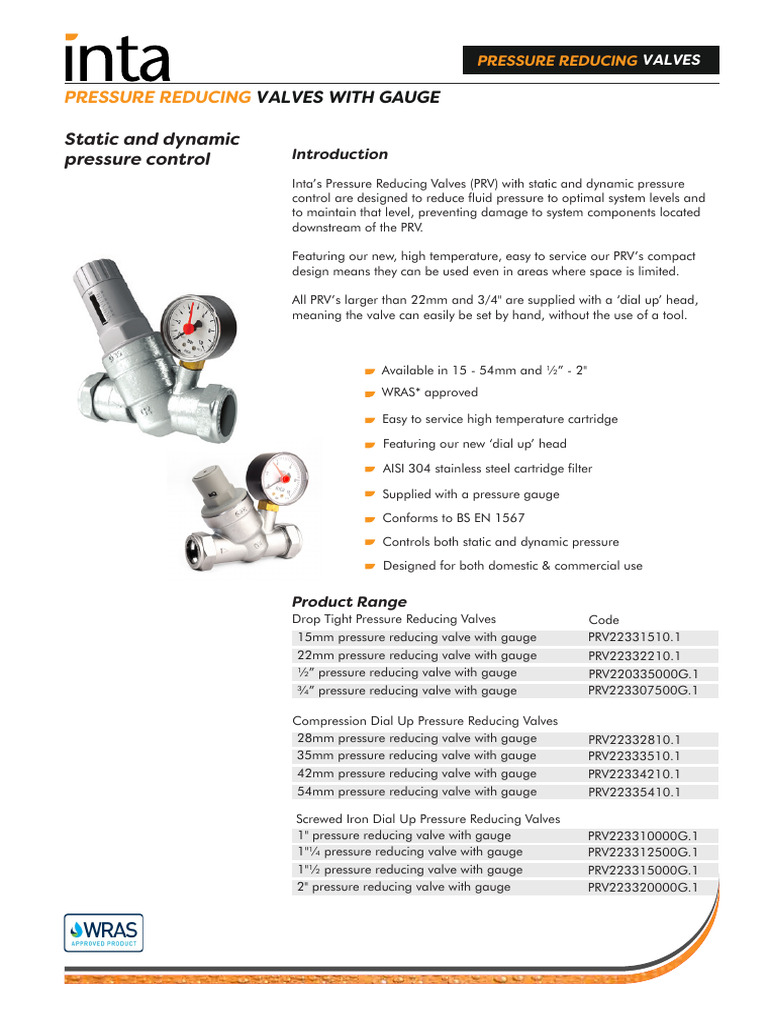 Technical Datasheet - (NEW) PRV With Gauge - R3 | PDF | Valve | Pressure