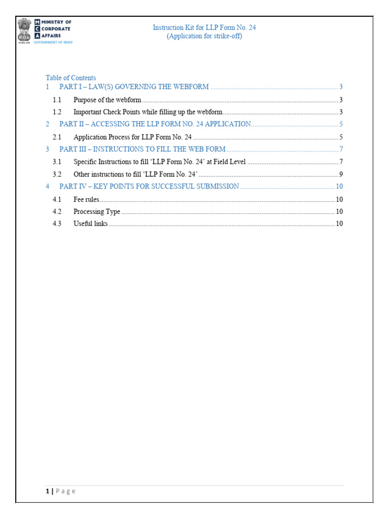 Instruction Kit LLP Form No 24 | PDF | Limited Liability Partnership ...