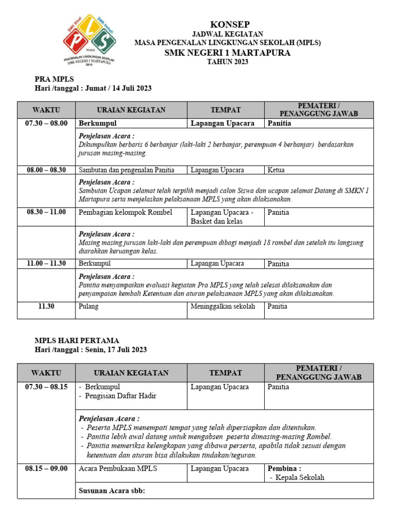 Jadwal MPLS 2023 | PDF