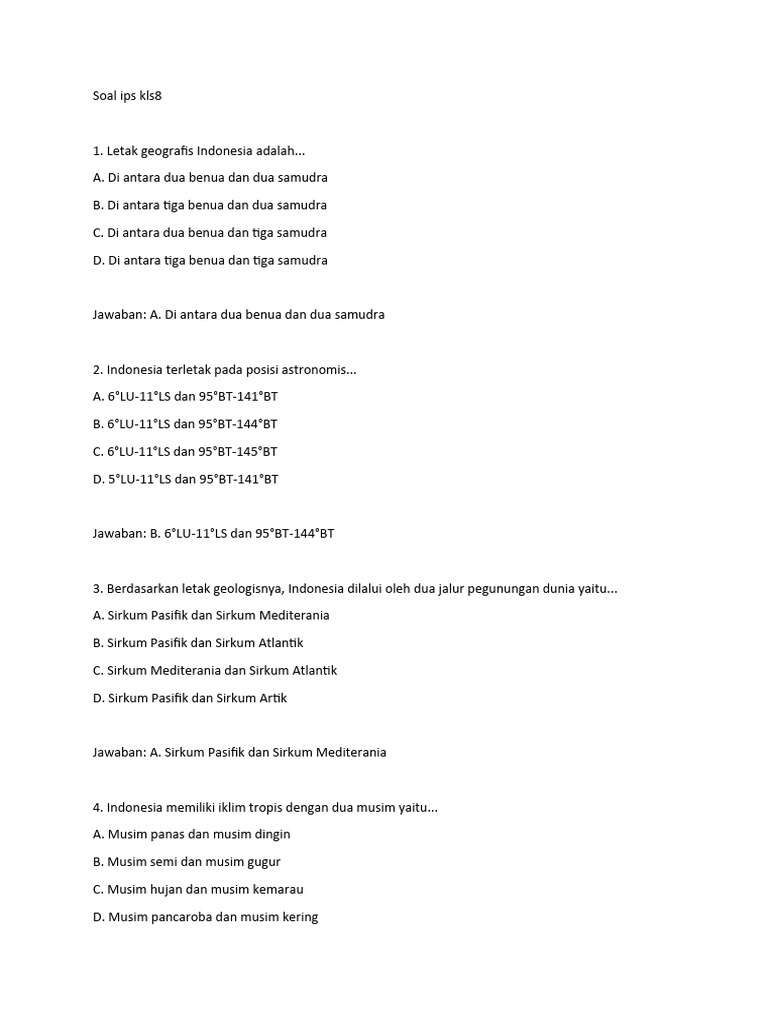 Latihan Soal Kls 8 Pertemuan Pertama | PDF