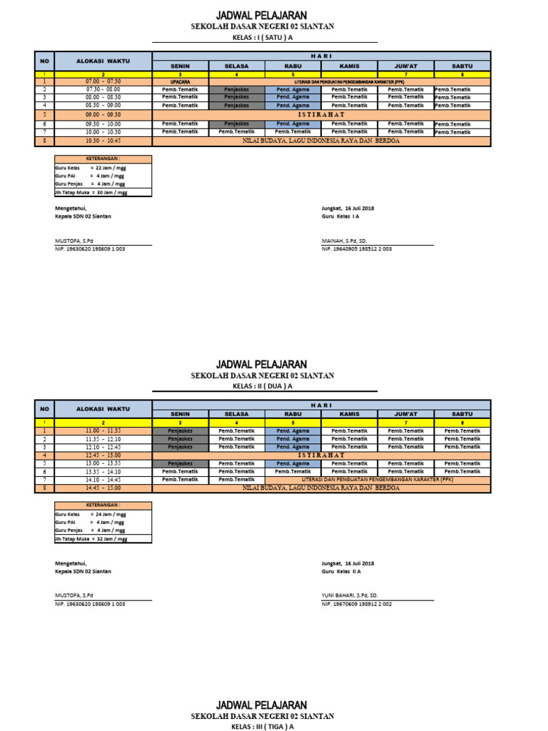 Jajwal Pelajaran 2023-2024 Sd-4(1) | PDF