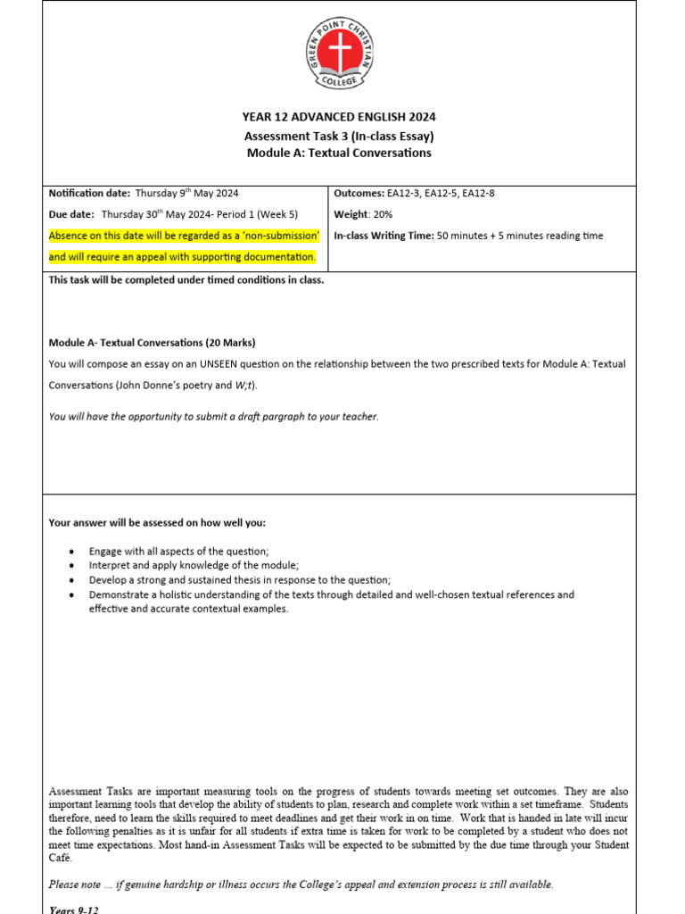 12 ADV2024 Assessment Task Notification | PDF | Essays | Behavior ...
