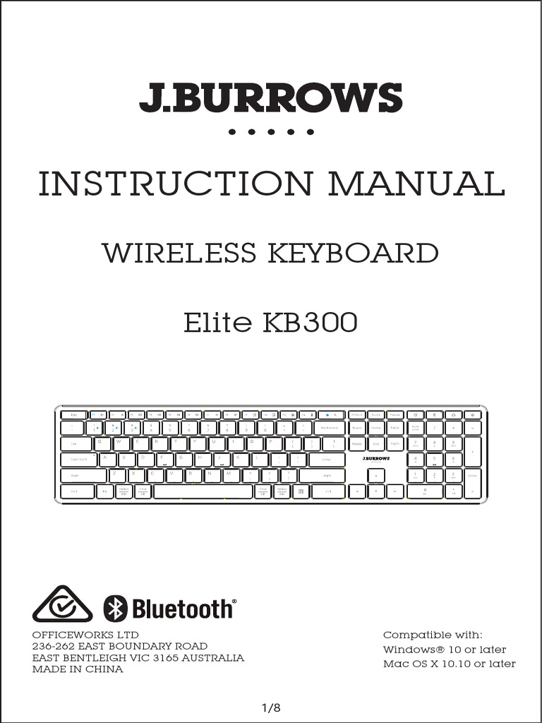 J.Burrows KB300 Wireless Keyboard Instruction Manual | PDF | Bluetooth ...