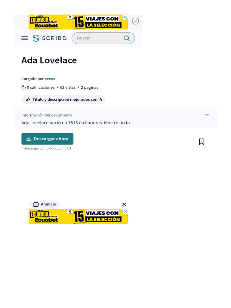 Ada Lovelace - PDF - Informática | PDF Ada Lovelace - PDF - Informática | PDF