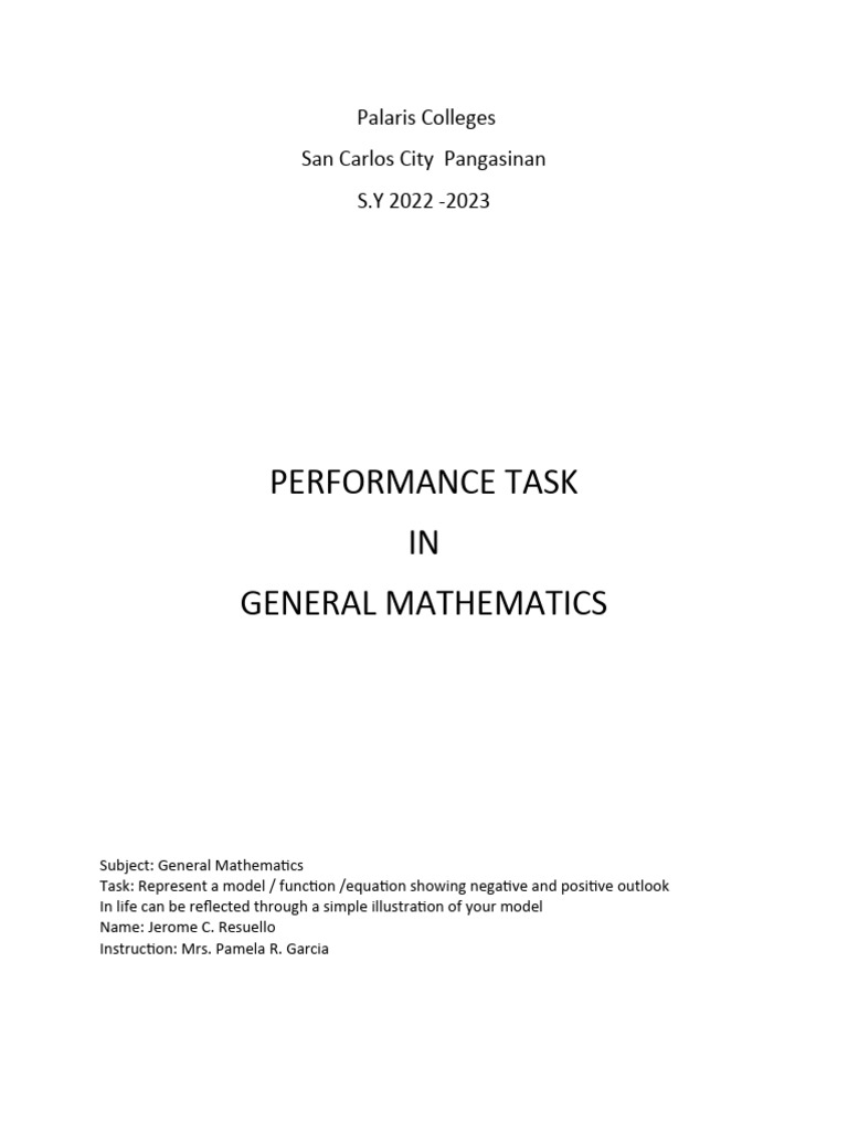 General Mathematics Performance Task | PDF | Career & Growth