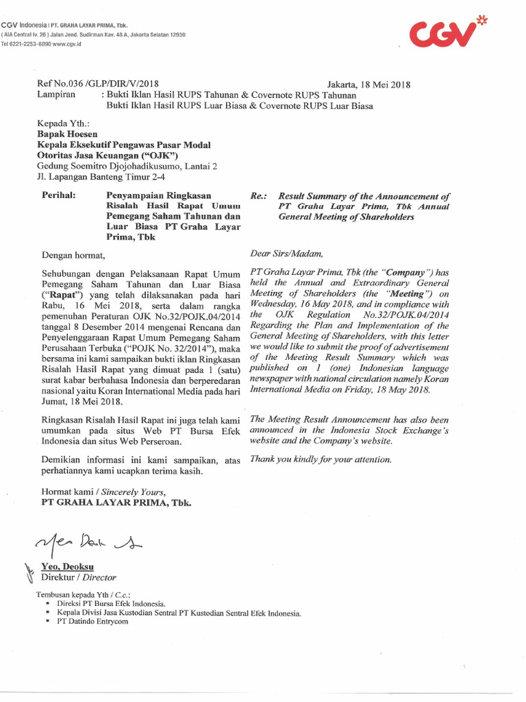 BLTZ - 2018 - RUPST Dan LB - Ringkasan Risalah RUPS Tahunan Dan LB | PDF