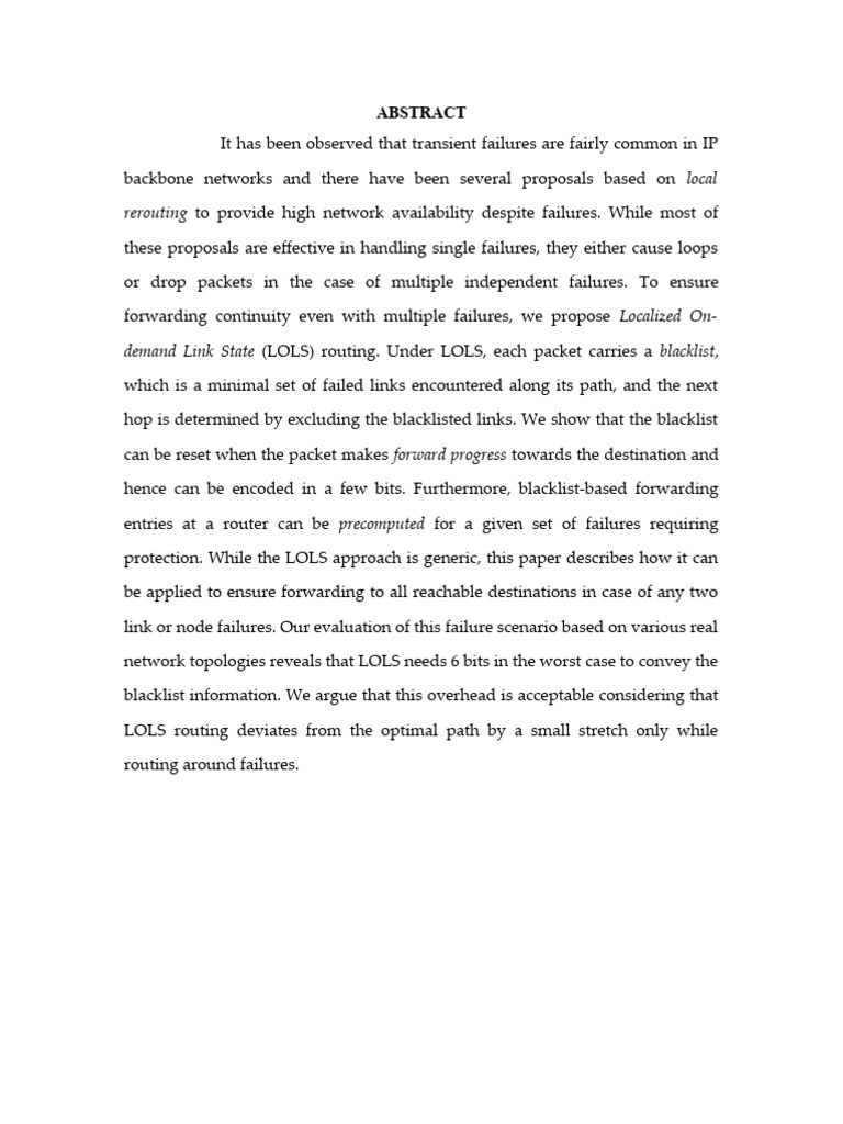 Fast Rerouting Annaformat Finished2 Pdf Internet Protocol Suite Java Programming Language