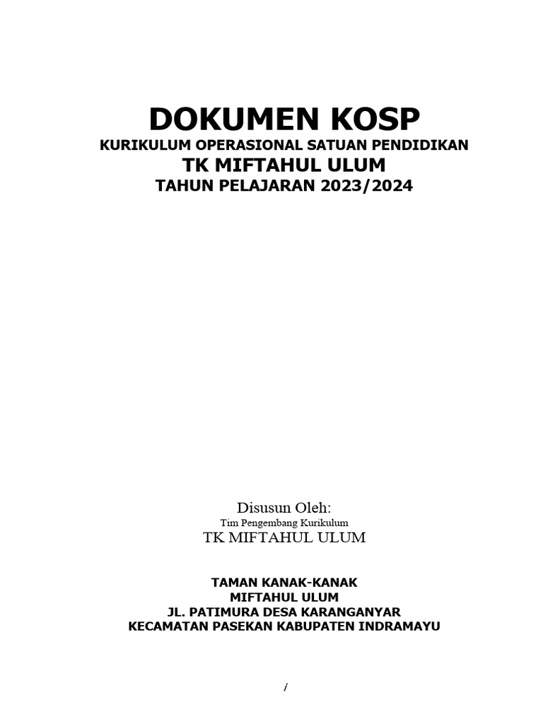 Dokumen Kosp TKN Pembina Kawedanan | PDF